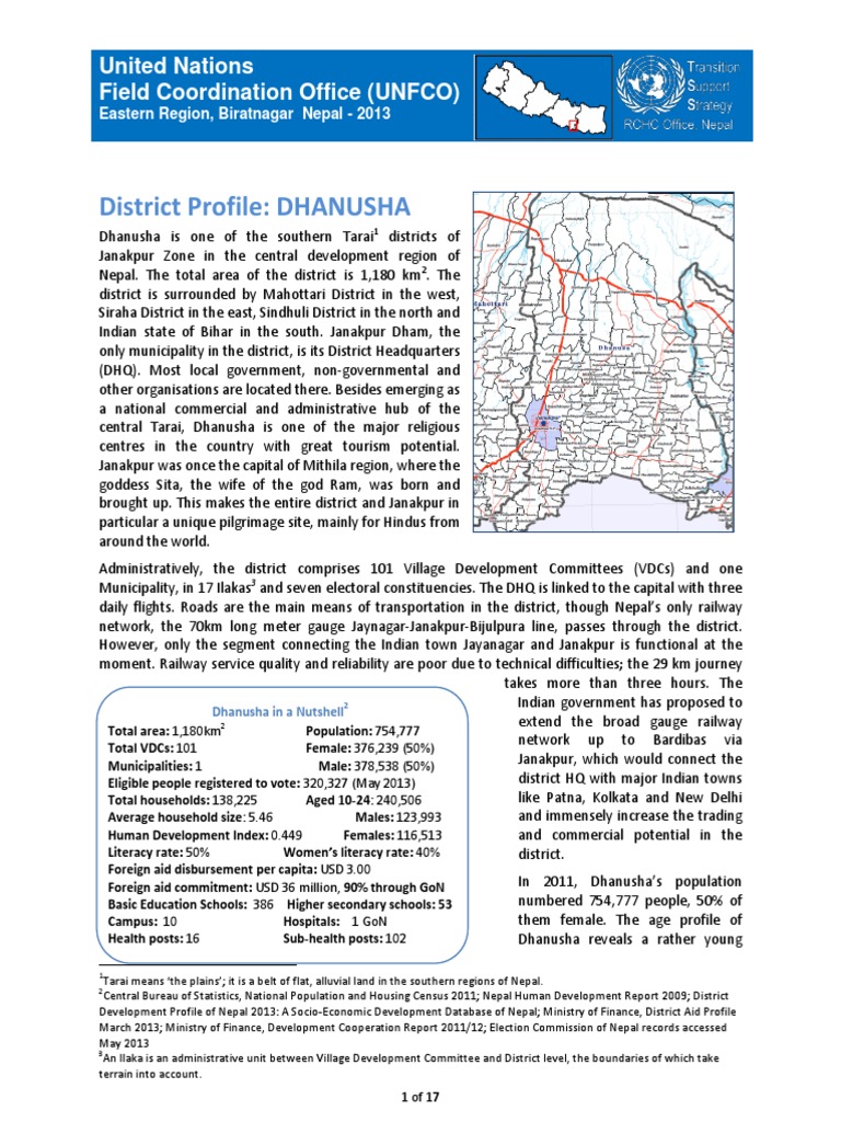 District Profile of Dhanusha: Demographics, Infrastructure ...