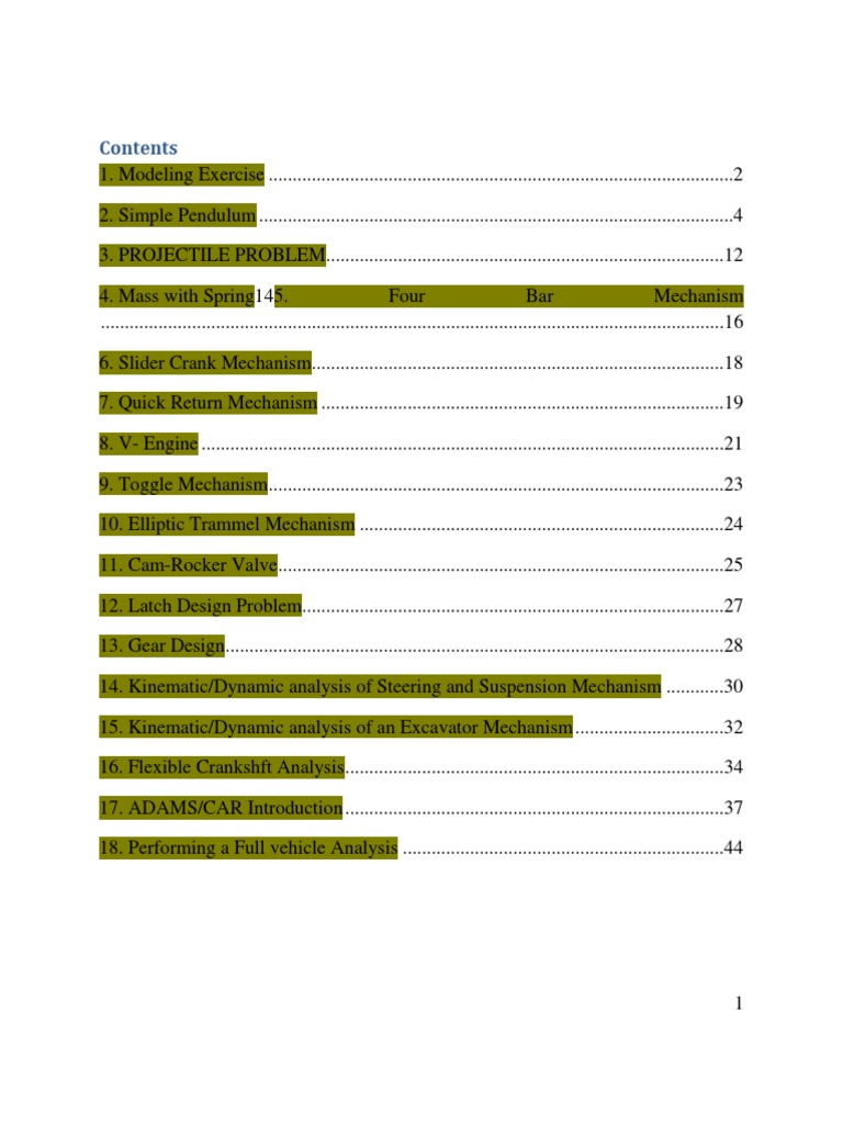Adams View Material - Final | PDF | Suspension (Vehicle) | Velocity