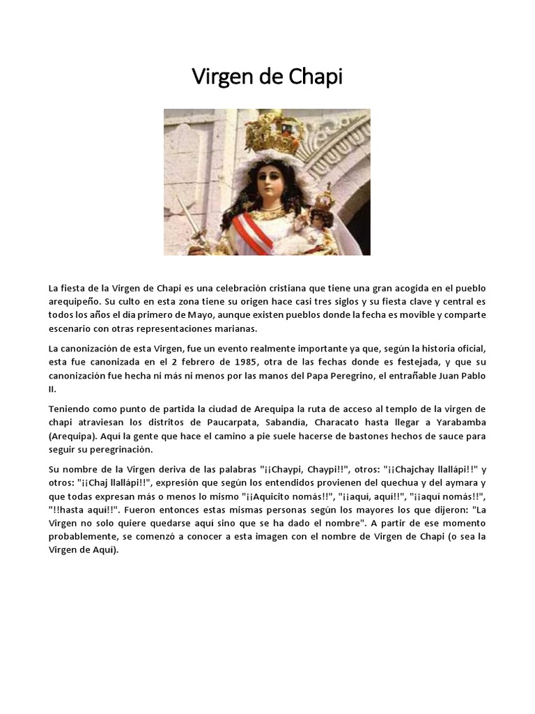 Historia de la Virgen de Chapi | PDF