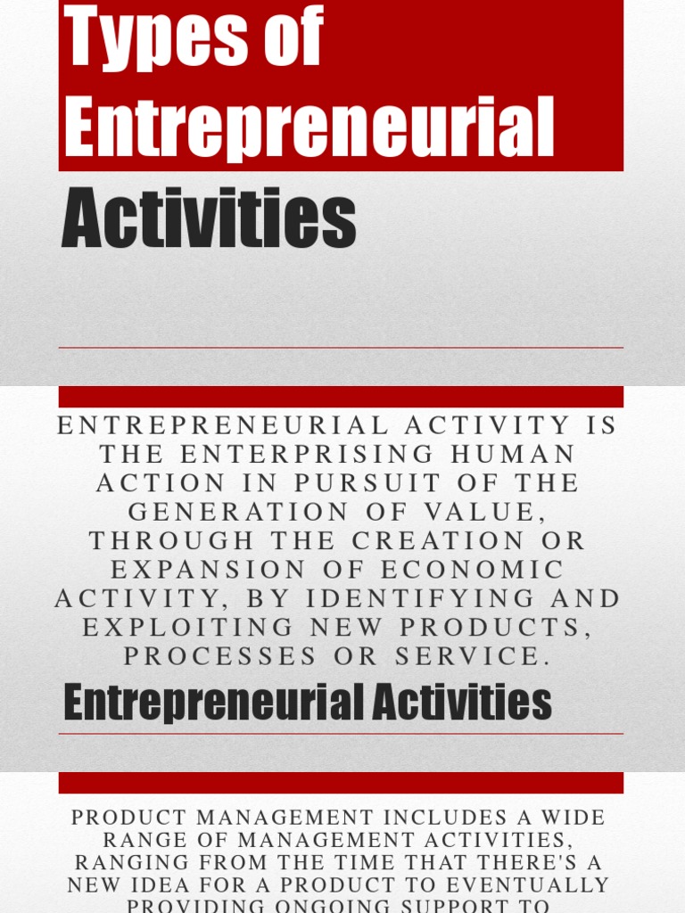Types of Entrepreneural Activities | PDF | Economic Sectors | Services ...