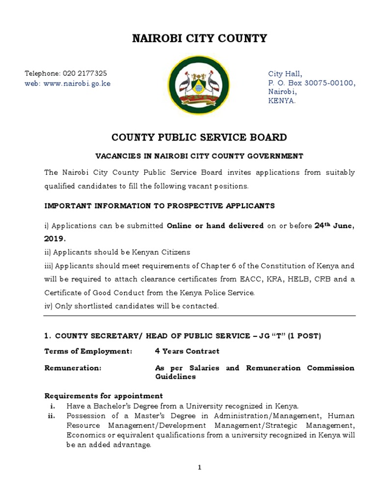 Nairobi City County: County Public Service Board | PDF | Procurement ...