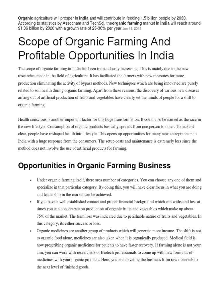 Scope of Organic Farming And Profitable Opportunities In India ...