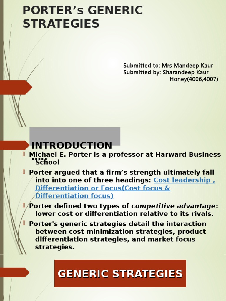 Understanding Porter's Generic Strategies | PDF | Competitive Advantage ...