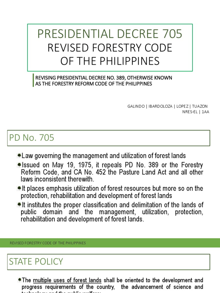 Presidential Decree 705: Revised Forestry Code of The Philippines | PDF | Forestry | United ...