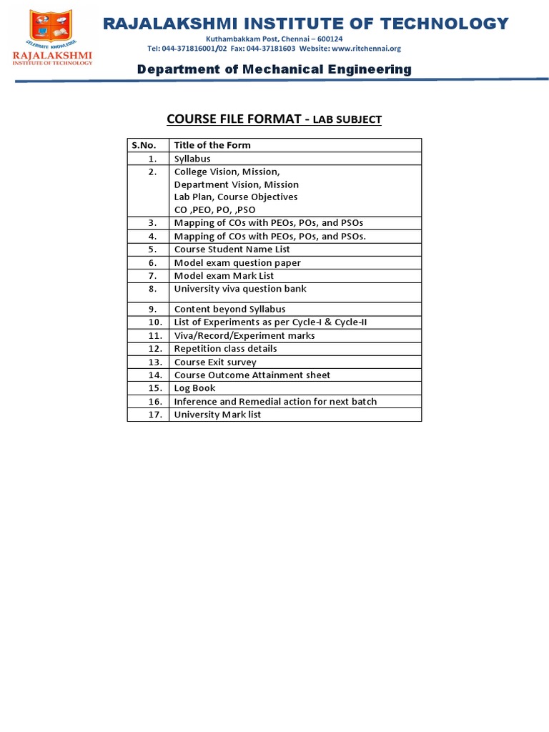 Course File Format