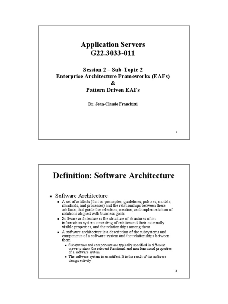 Application Servers G22.3033-011: Definition: Software Architecture | PDF | Component Based ...