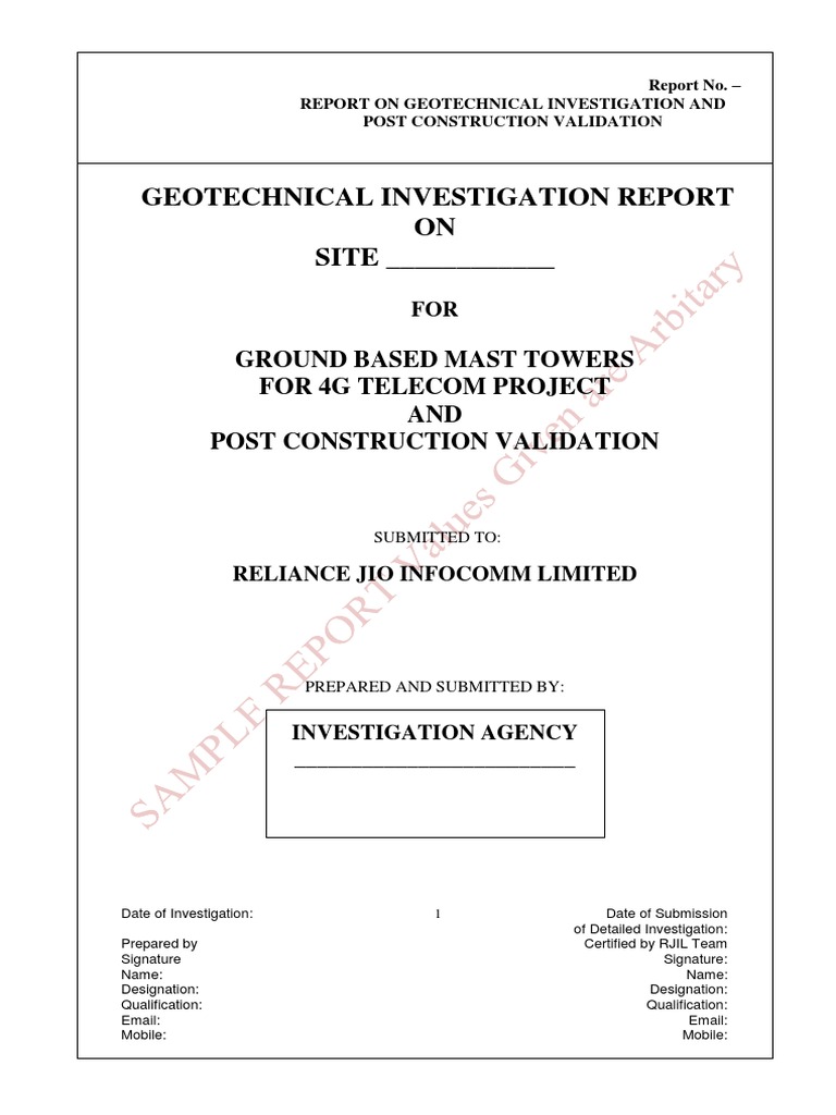 Sample Detailed SI Report For Reference Only | PDF | Geotechnical ...