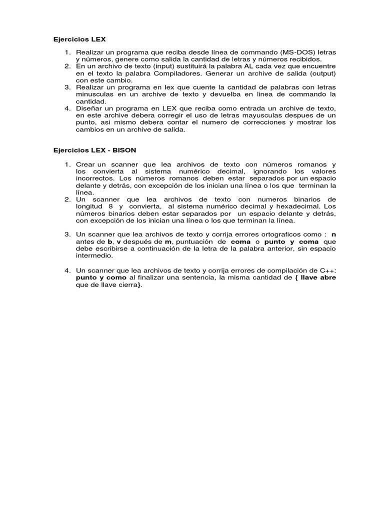 Ejercicios LEX BISON | PDF