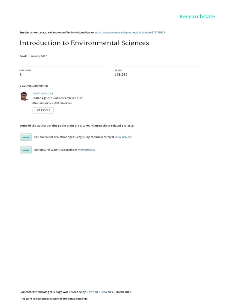 Introduction To Environmental Sciences: January 2015 | PDF ...