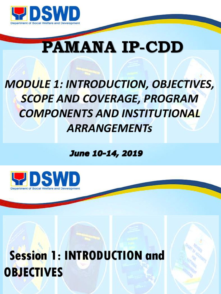 Pamana Ip-Cdd: Module 1: Introduction, Objectives, Scope and Coverage ...
