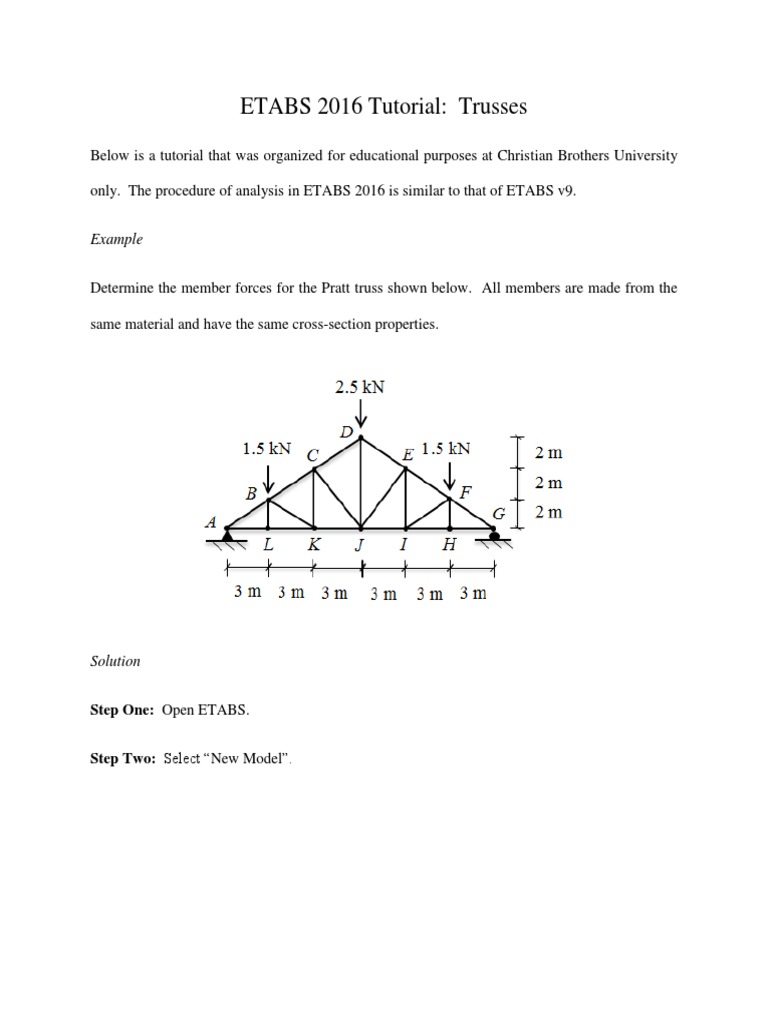 ETABS 2016 Tutorial: Trusses: Example | PDF | Truss | Applied And ...