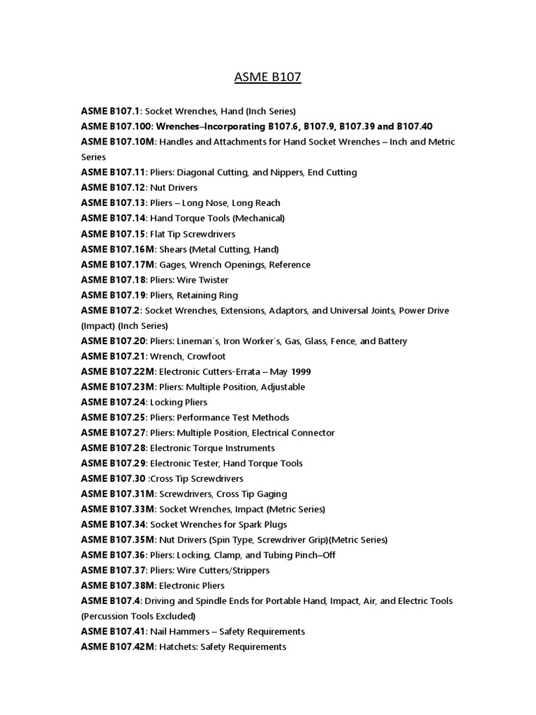 List Asme b107 | PDF | Electrical Connector | Equipment