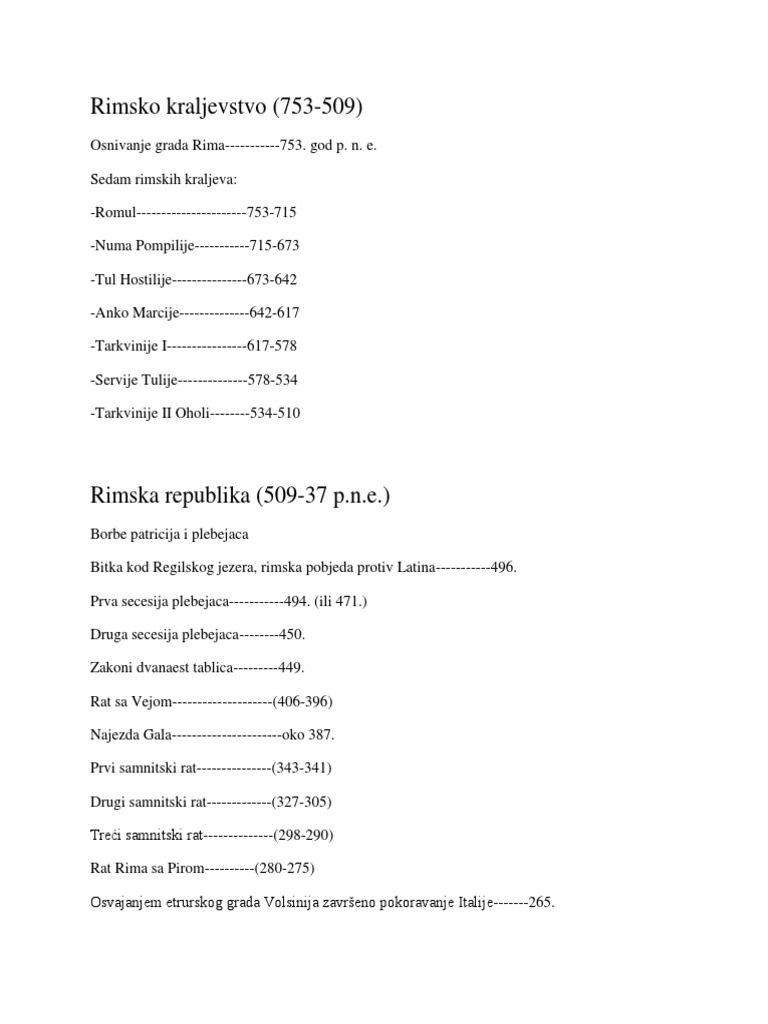 Stari Rim Hronologija | PDF