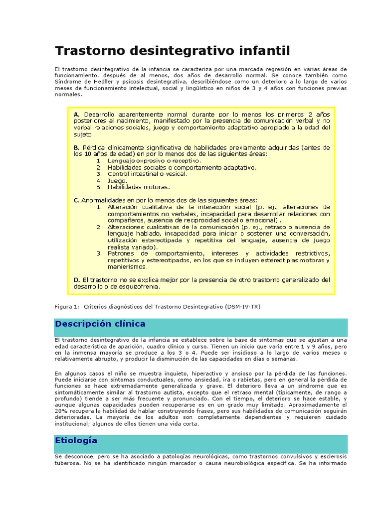 Trastorno desintegrativo infantil: Descripción clínica | Espectro ...