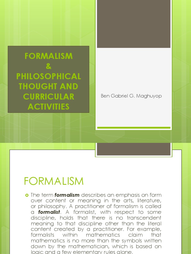 Understanding Formalism in Philosophy | PDF | Epistemology | Cognition