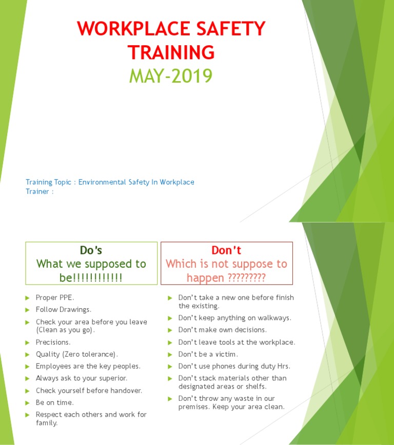 Workplace Safety Training May 2019 | PDF