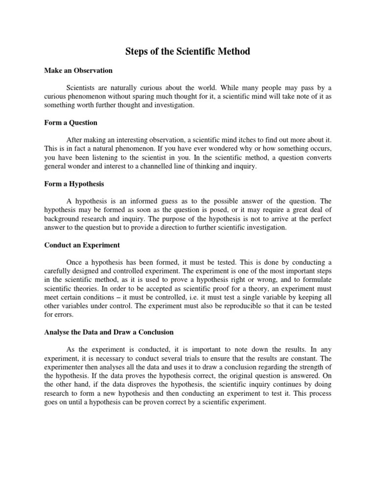 Steps of The Scientific Method | PDF | Experiment | Scientific Method