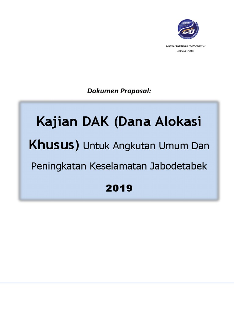 2019.05.10 Proposal DAK - Angkutan Umum Dan Keselamatan - Jabodetabek | PDF