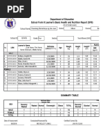 School Form 8 SF8 Learner Basic Health and Nutrition Report | PDF
