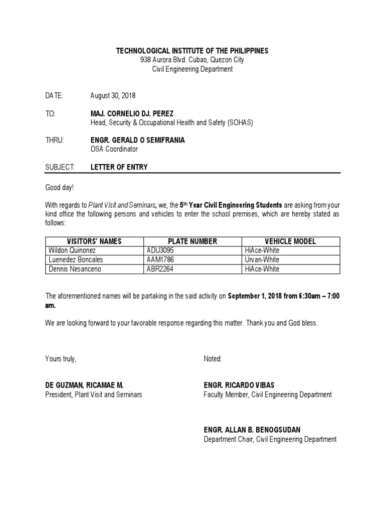 Letter of Entry Induc1 | PDF | Health Care