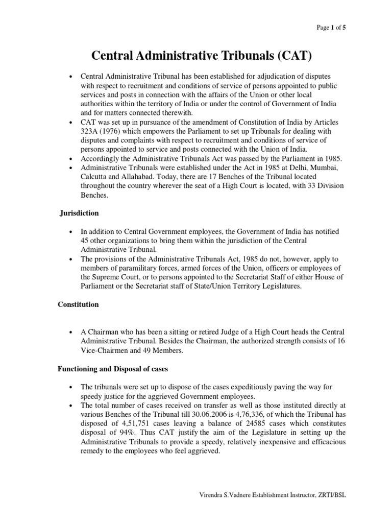 Central Administrative Tribunals | PDF | Tribunal | Supreme Courts