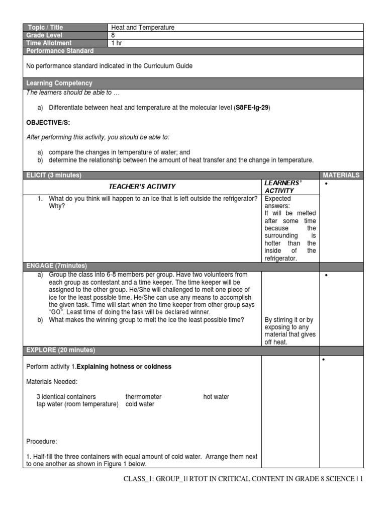 DLP - Class1 - Grp.1 - Day 4 (Heat & Temperature) | PDF | Heat ...