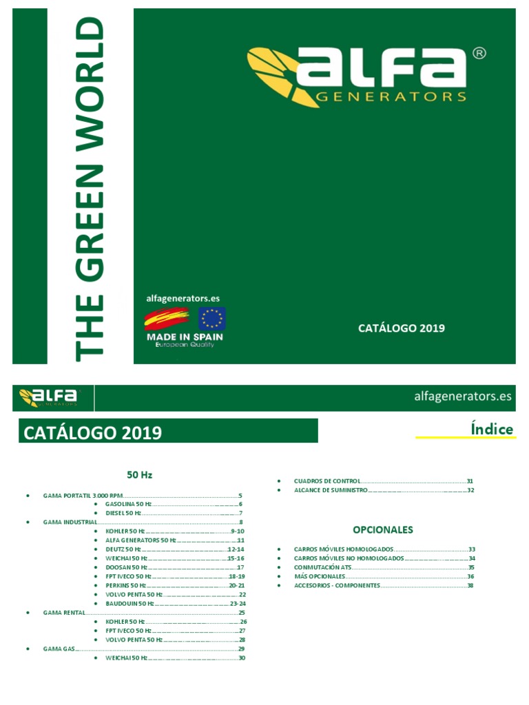 Alfa Generators Catálogo 50hz 2019 | PDF | Fabricación e ingeniería ...