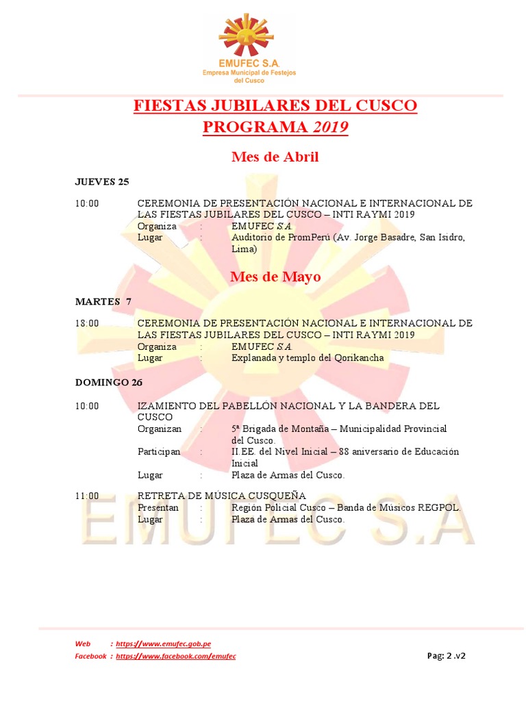 Programa de Fiestas | PDF | Perú