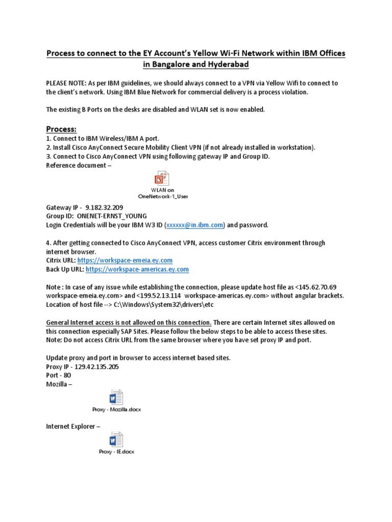 Connecting To EY Yellow Wifi | PDF
