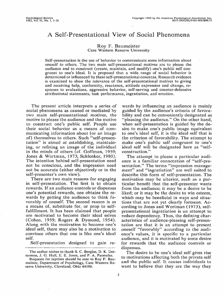 A Self-Presentational View of Social Phenomena | PDF | Conformity ...