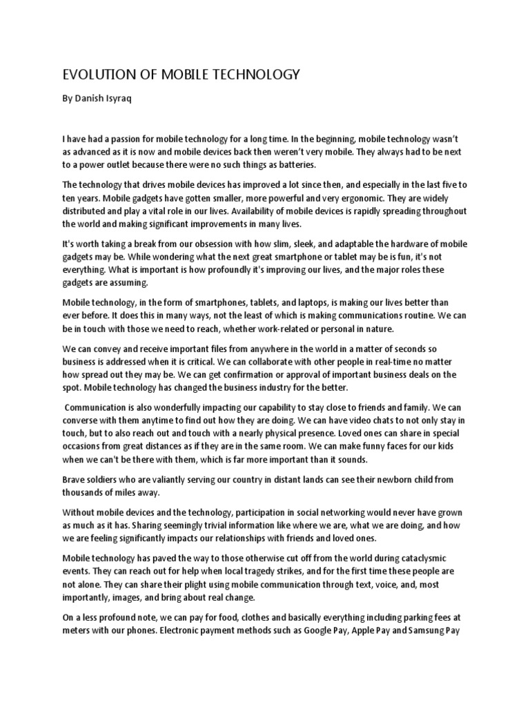 Evolution of Mobile Technology | PDF | Mobile Device | Smartphone