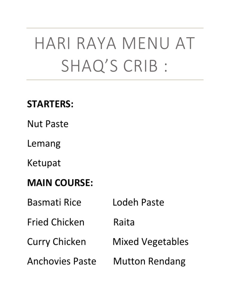 Hari Raya Feast at Shaq's Crib | PDF