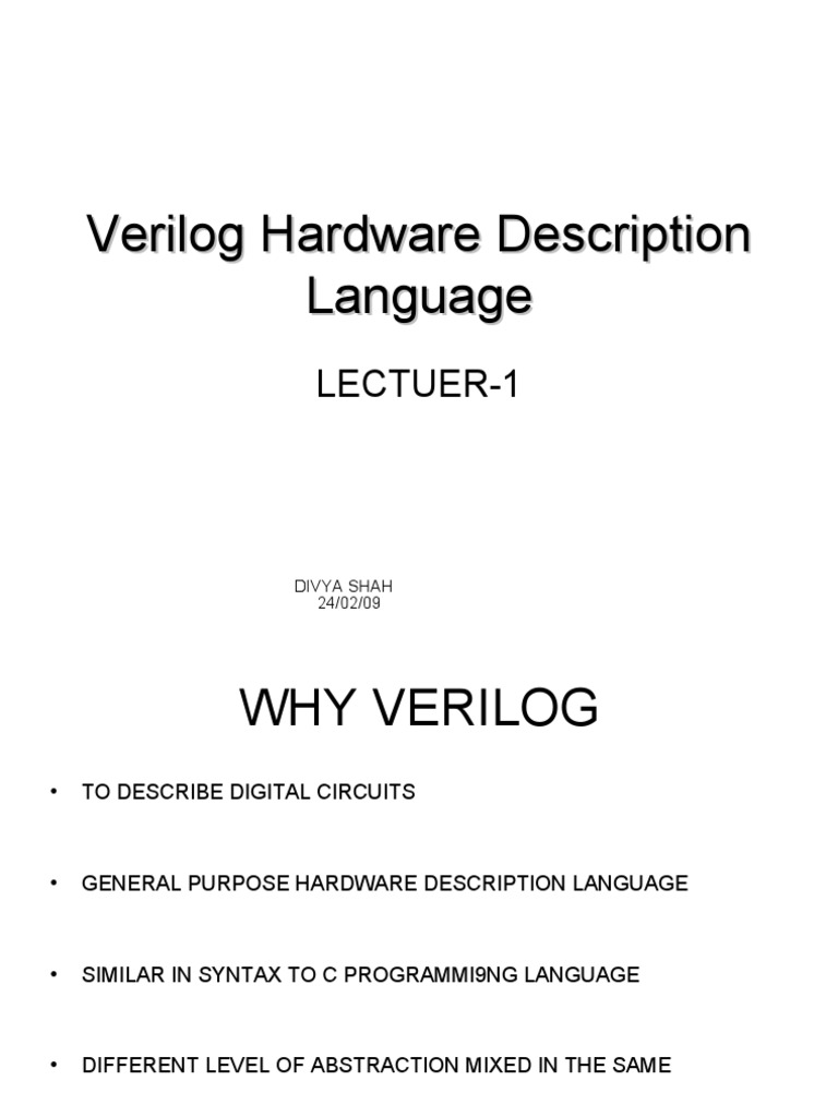 Verilog HDL Lectuer1 | PDF | Hardware Description Language | Electronic ...