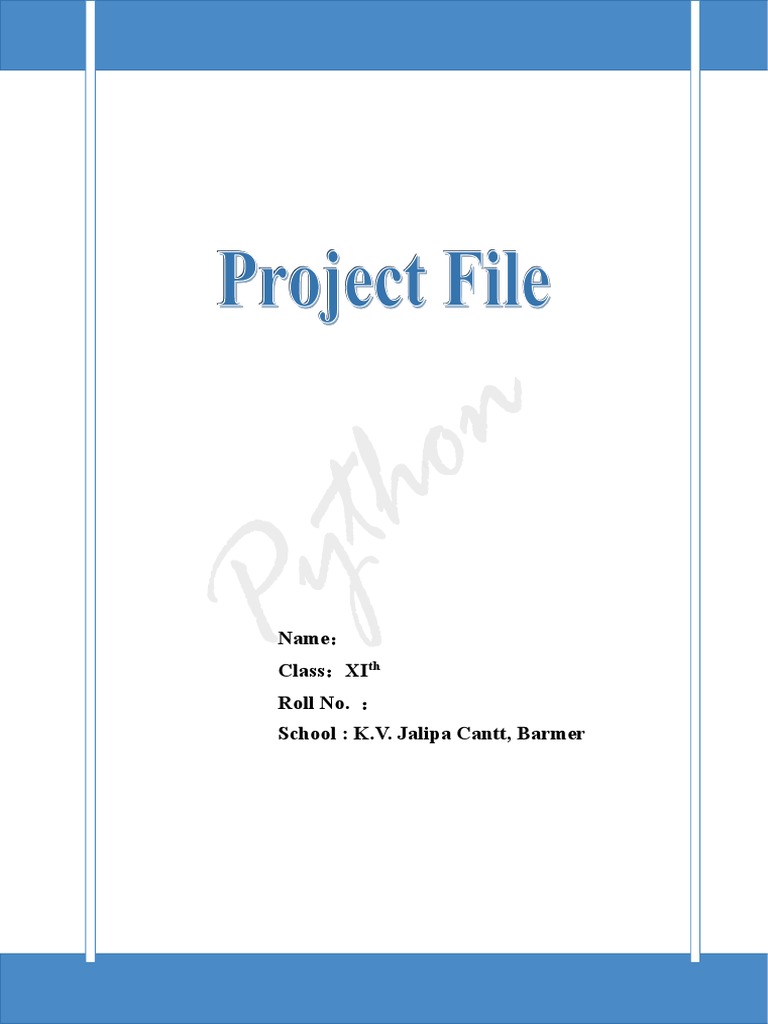 Name Class XI Roll No. School: K.V. Jalipa Cantt, Barmer | PDF ...