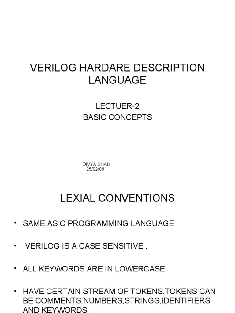 Verilog Hardare Description Language: Lectuer-2 Basic Concepts | PDF ... Verilog Hardare Description Language: Lectuer-2 Basic Concepts | PDF ...