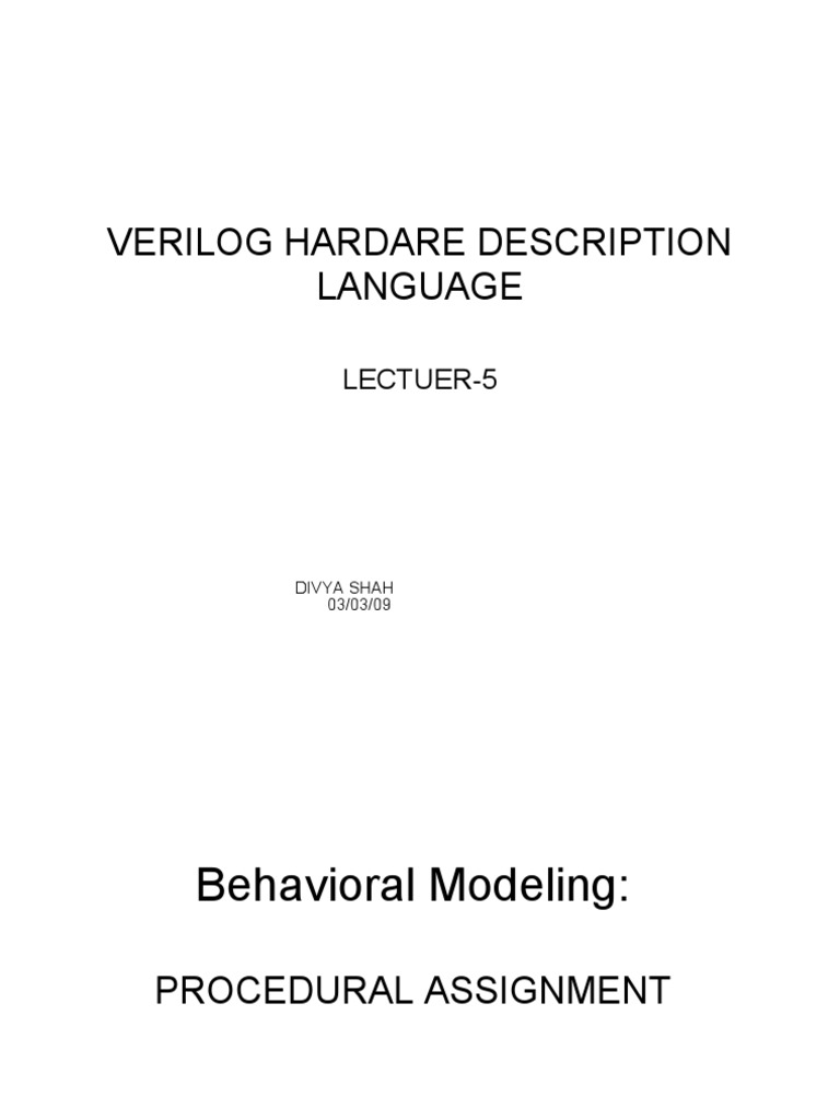 Verilog HDL Lectuer 5 | PDF | Hardware Description Language ...
