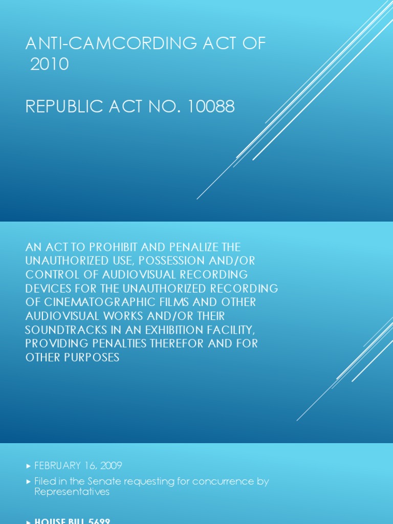 Anti-Camcording Act of 2010 | PDF | Movie Theater | Fine (Penalty)