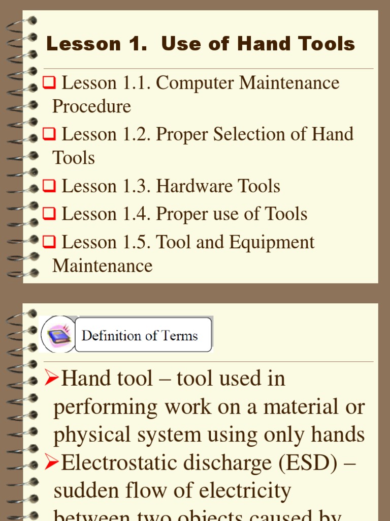 Lesson 1.1 Use of Hand Tool | PDF | Computer Data Storage | Backup