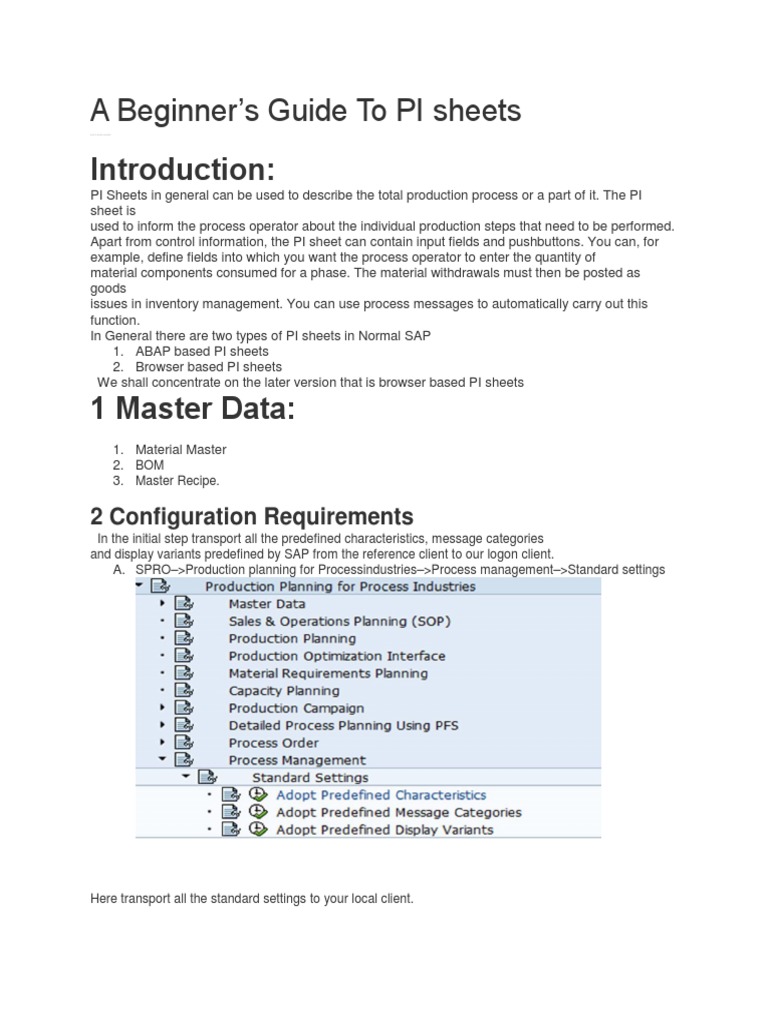 A Beginner's Guide To PI Sheets: 2 Configuration Requirements | PDF ...