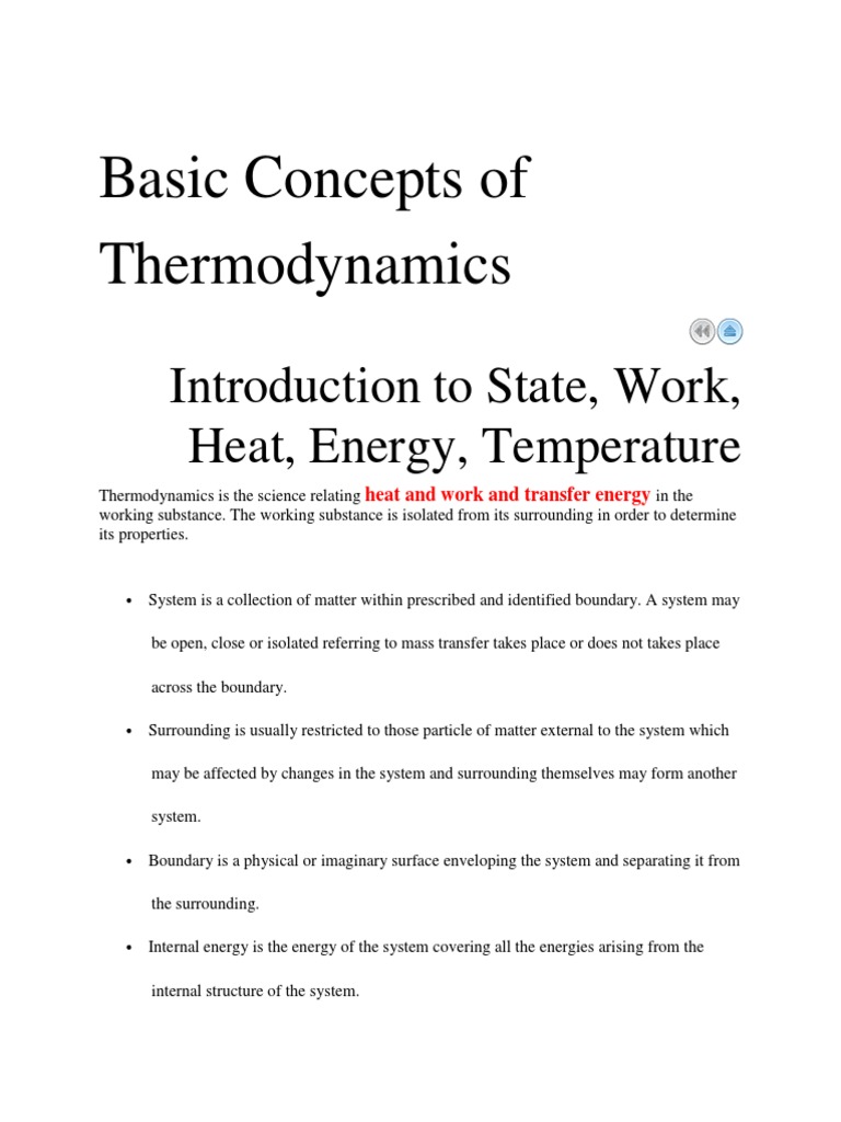 Basic Concepts of Thermodynamics | PDF | Thermodynamics | Temperature