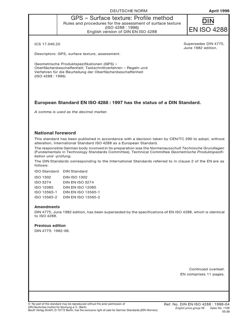 ISO 4288 Surface Texture Assessment Rules | PDF