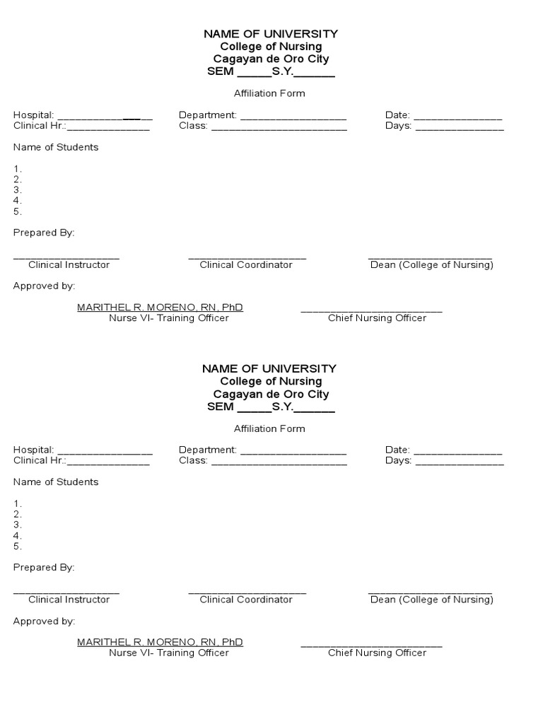 Affiliation Form | PDF