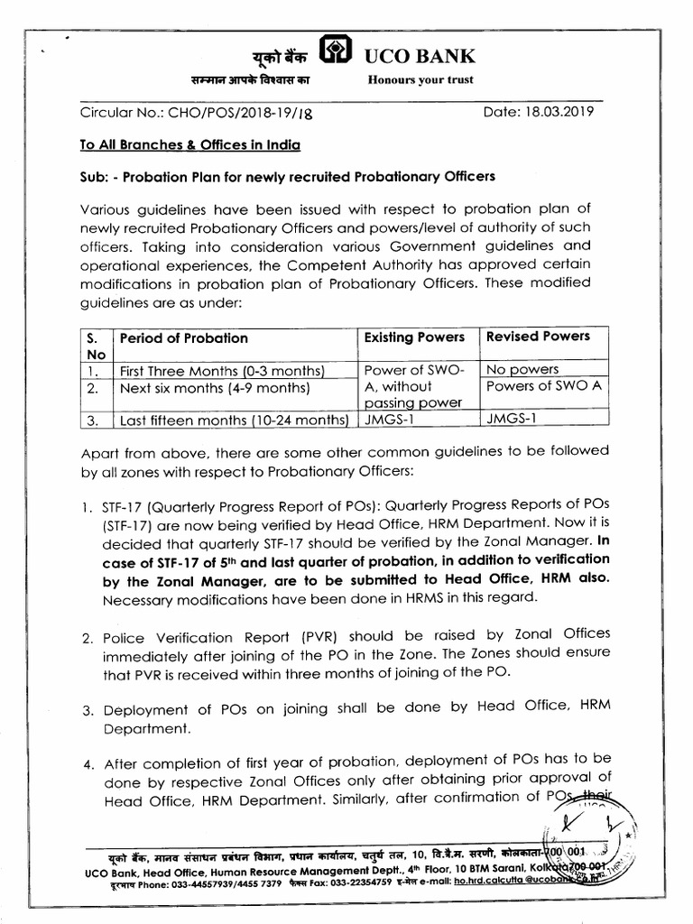 Revised Guidelines Dated 18.03.2019 For Probation Plan For Newly ...