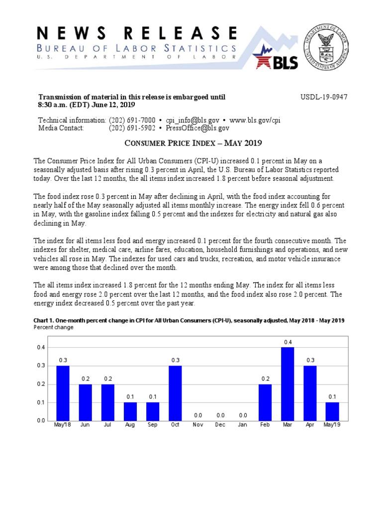 C P I - M 2019 | PDF | United States Consumer Price Index | Consumer ...