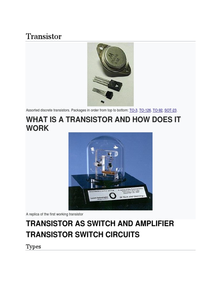 Transistor: What Is A Transistor and How Does It Work | PDF | Field ...