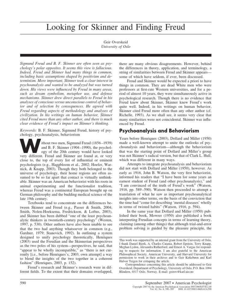 Skinner and Freud | Sigmund Freud | Thought