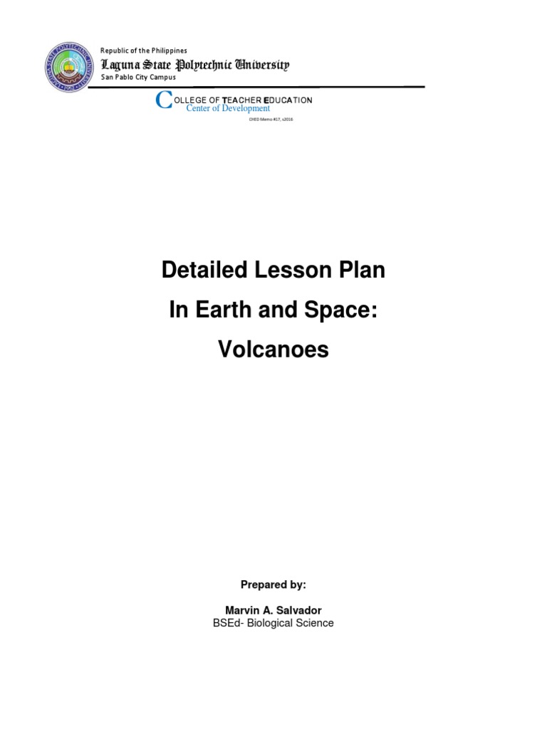 Lesson Plan on Volcanoes and Energy | PDF | Types Of Volcanic Eruptions | Volcano