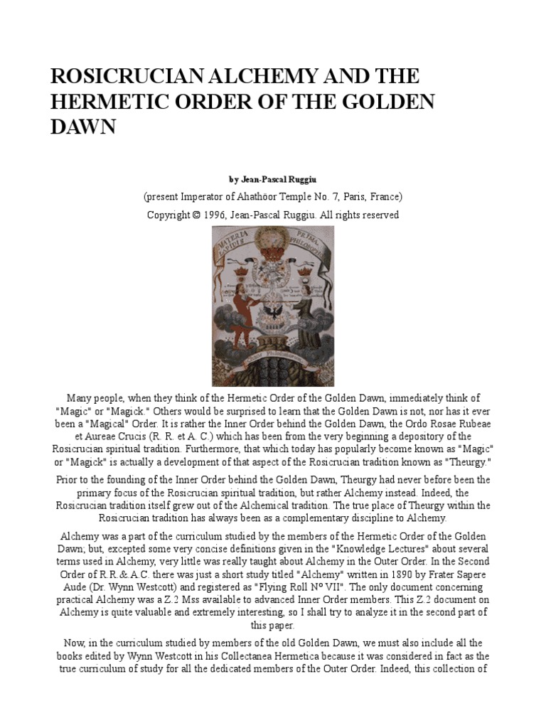 Jeanpascal Ruggio Rosicrucian Alchemy and The Hermetic Order of The ...