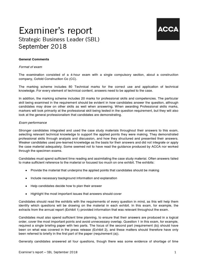 SBL Examreport s18 | PDF | Question | Test (Assessment)