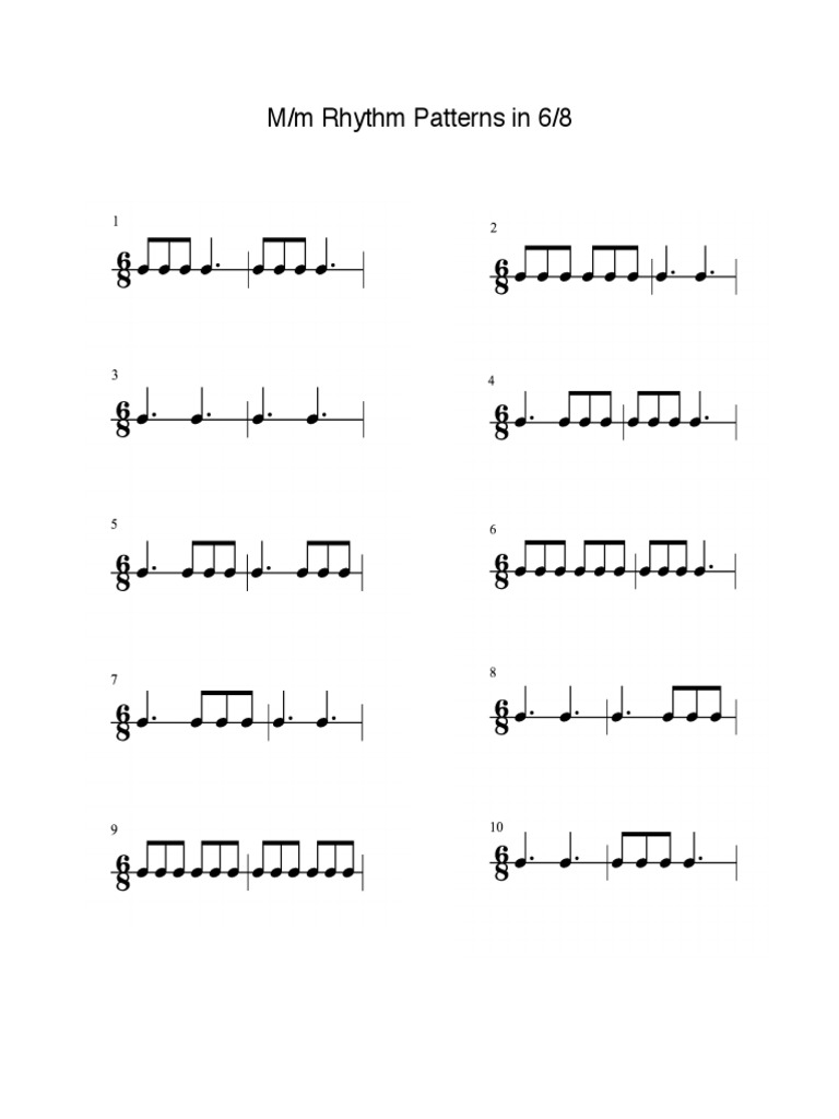 6/8 M/m Rhythm Patterns Explained | PDF